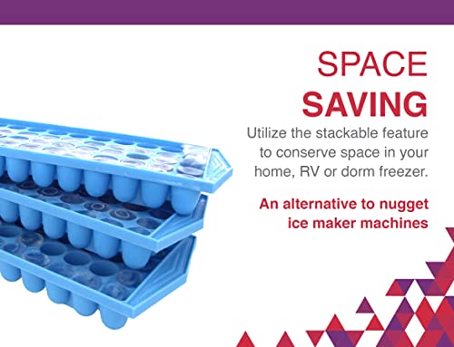Arrow Small Ice Cube Trays for Freezer, 3 Pack - 60 Mini Cubes Per Tray, 180 Cubes Total - Made in the USA, BPA Free Plastic - Ideal Small Ice Cube Trays for Ice Coffee and Blenders – Blue