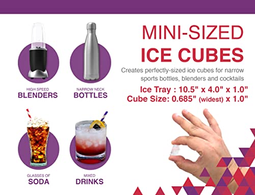 Arrow Small Ice Cube Trays for Freezer, 3 Pack - 60 Mini Cubes Per Tray, 180 Cubes Total - Made in the USA, BPA Free Plastic - Ideal Small Ice Cube Trays for Ice Coffee and Blenders – Blue