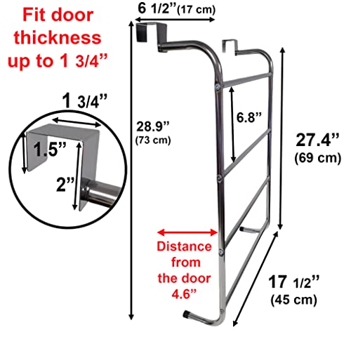 Over the Door Towel Organizer 4 Bars Metal/Chrome