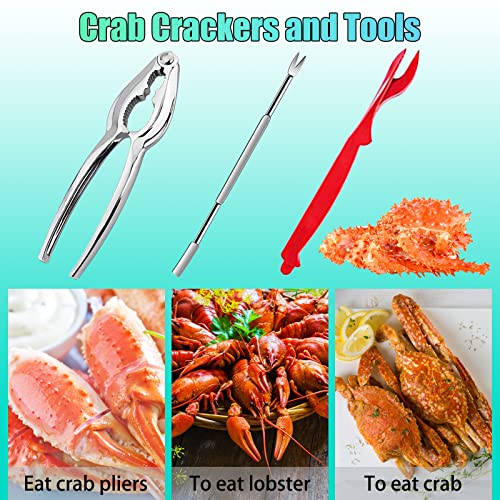 7Pcs Crab Claw Crackers and Tools Set, Seafood Tools Set Crab Leg Crackers and Picks Tools Including 2 Lobster Shell Crackers and 4 Seafood Forks Kit