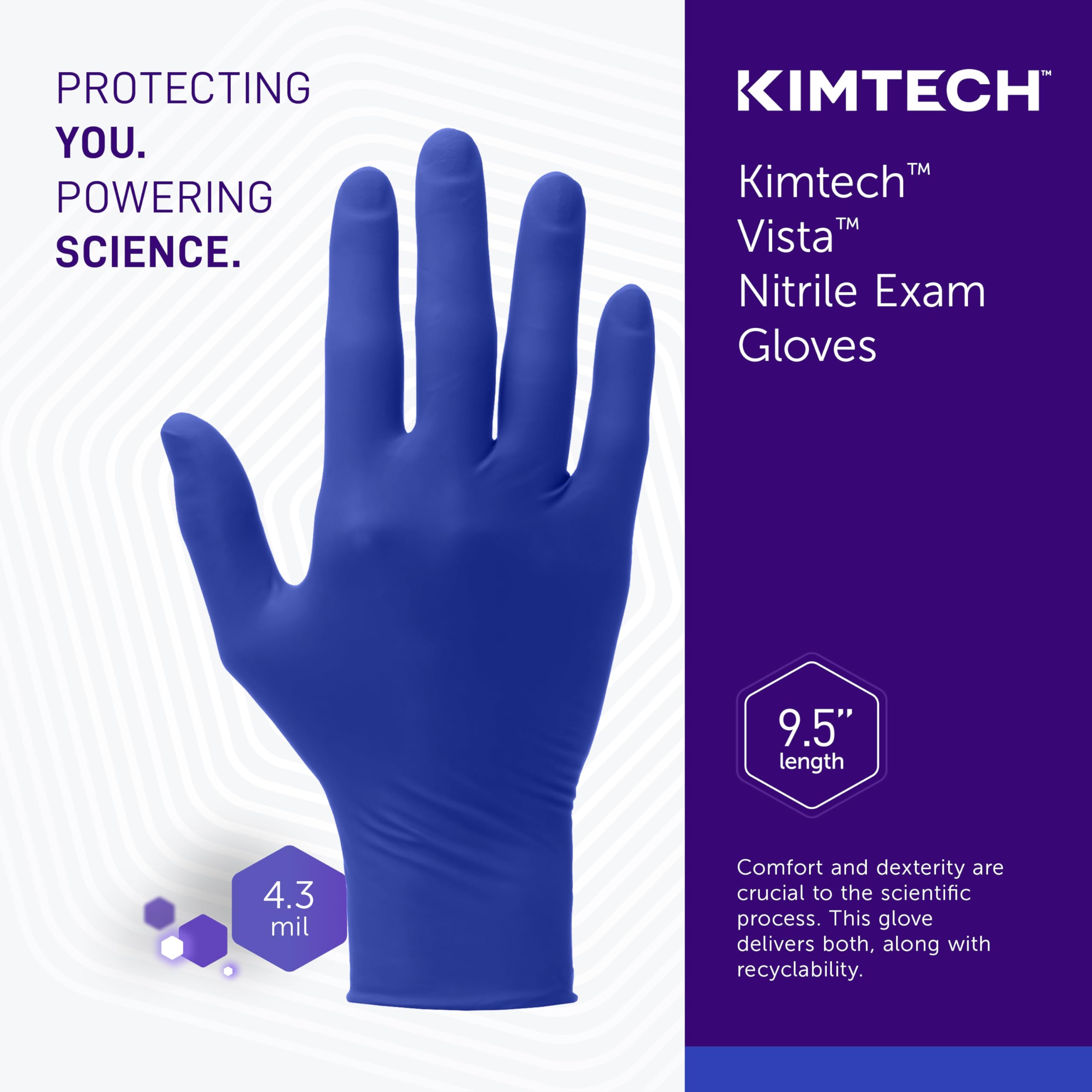 Kimtech™ Vista™ Nitrile Exam Gloves (62826) 4.3 Mil, Ambidextrous, 9.5”, S, 200 Nitrile Gloves / Box Blue
