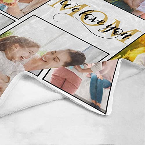 Personalized Photo Blanket for Mom Best Mom Ever Gift for Mother's Day, Customized Mother's Day Blanket 40x50 Inches