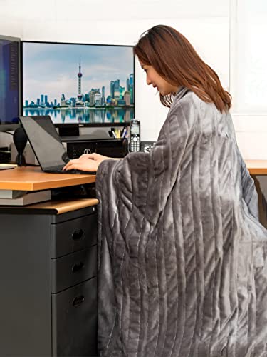 Electric Heated Blanket Throw, Super Cozy Soft Flannel 50" x 60" Heated Throw with 10 Fast Heating Levels & 2/4/6/8 Hours Auto Off, Machine Washable, Home Office Use