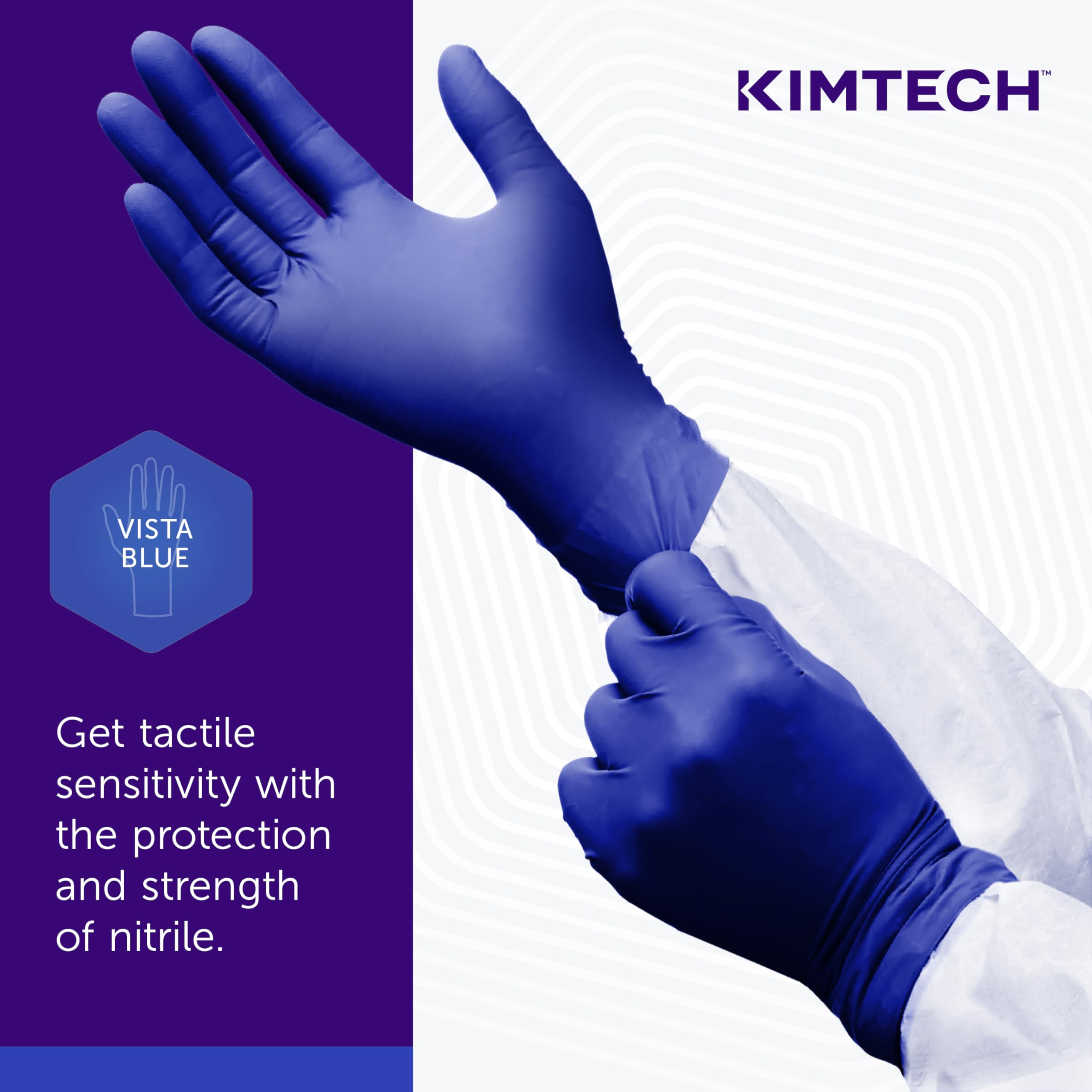 Kimtech™ Vista™ Nitrile Exam Gloves (62826) 4.3 Mil, Ambidextrous, 9.5”, S, 200 Nitrile Gloves / Box Blue