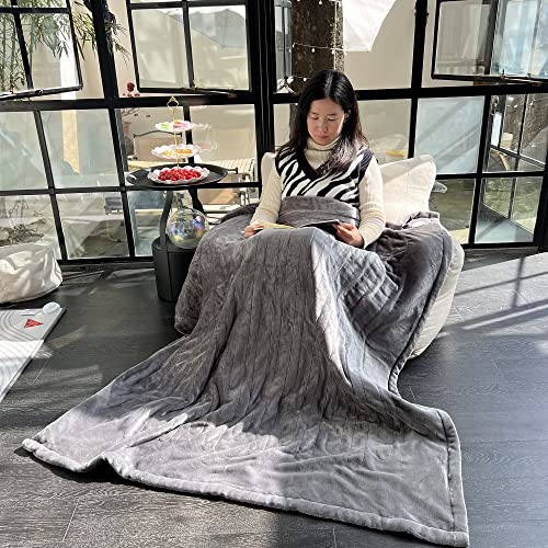 Electric Heated Blanket Throw, Super Cozy Soft Flannel 50" x 60" Heated Throw with 10 Fast Heating Levels & 2/4/6/8 Hours Auto Off, Machine Washable, Home Office Use