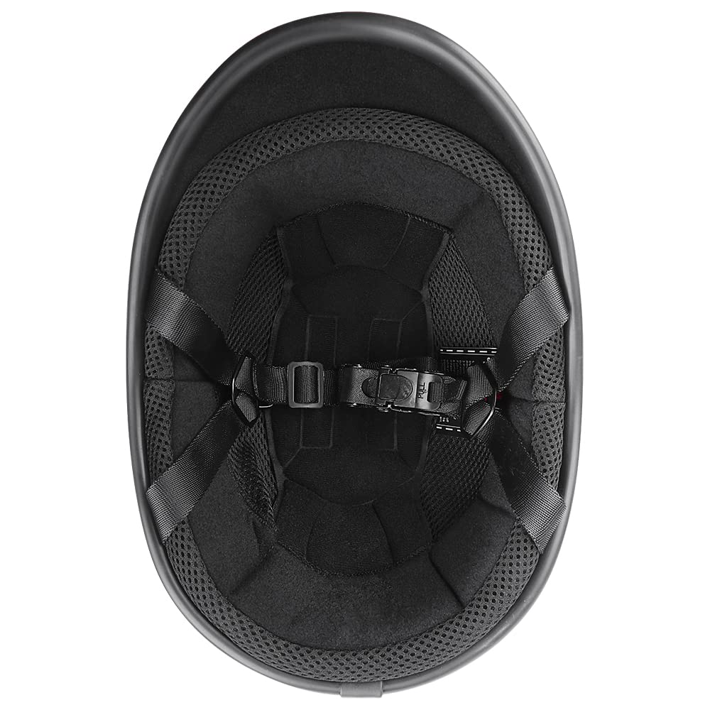 Woljay Helmets Half Cap Vintage Shell Open Face Motorcycle Helmet - DOT Approved (Medium, Dull Black)