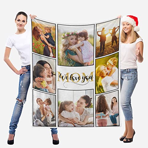 Personalized Photo Blanket for Mom Best Mom Ever Gift for Mother's Day, Customized Mother's Day Blanket 40x50 Inches