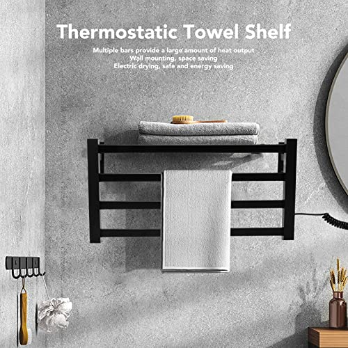 Fafeicy Thermostatic Towel Shelf, Bathroom Towel Rack Towel Holder, Electric Heated Towel Rack with Multiple Bars and Wall Mounting