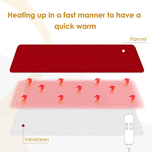Electric Blanket Heated Throw Flannel & Velveteen, Fast Heating Blanket 50" x 60", ETL Certification with 6 Heating Levels & 5 Hours Auto Off, Home Office Use, Machine Washable