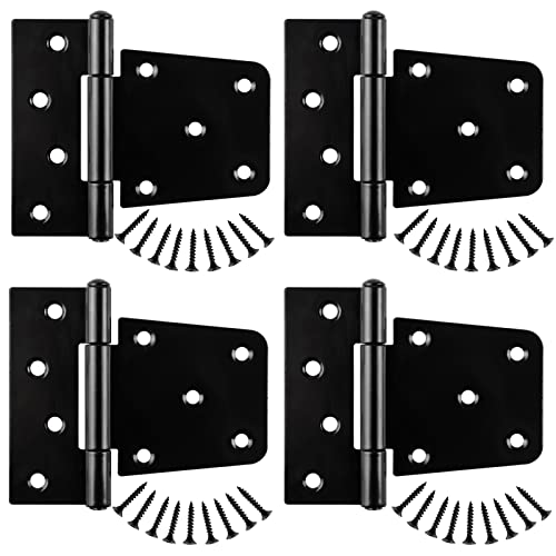 Heavy Duty Gate Hinges 3.5 inch 4 Pack, Black Iron Door Hinges for Shed Barn Wood Fence Gate (Included Screws)