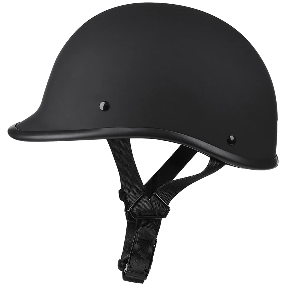 Woljay Helmets Half Cap Vintage Shell Open Face Motorcycle Helmet - DOT Approved (Medium, Dull Black)