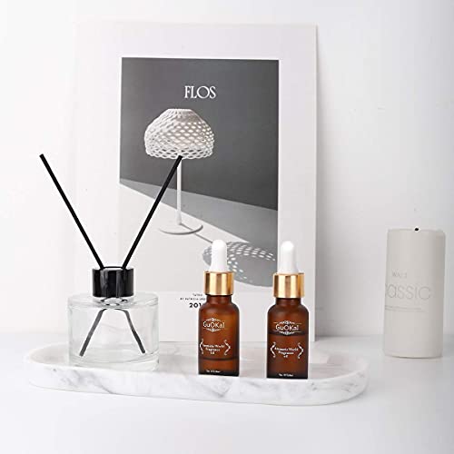Luxspire Bathroom Vanity Tray+Toothbrush Holders, Bathroom Vanity Countertop Organizer Accessories Set-Marble Design