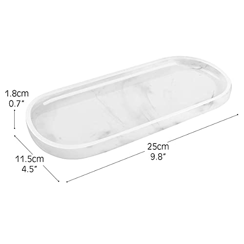 Luxspire Bathroom Vanity Tray+Toothbrush Holders, Bathroom Vanity Countertop Organizer Accessories Set-Marble Design