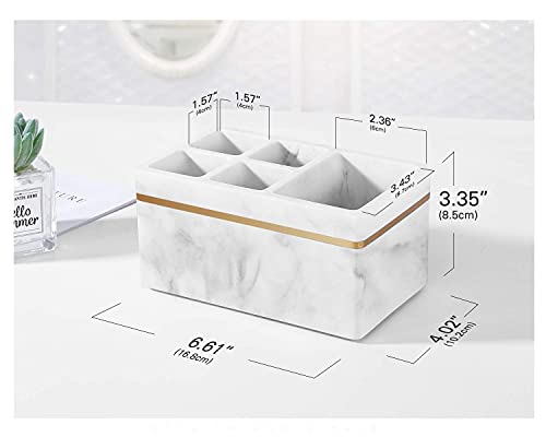 Luxspire Bathroom Vanity Tray+Toothbrush Holders, Bathroom Vanity Countertop Organizer Accessories Set-Marble Design