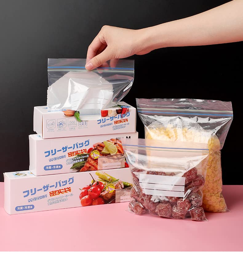Double seal food storage bags, water proof zipper plastic bags (Medium size 18cm x 20cm) 20pcs