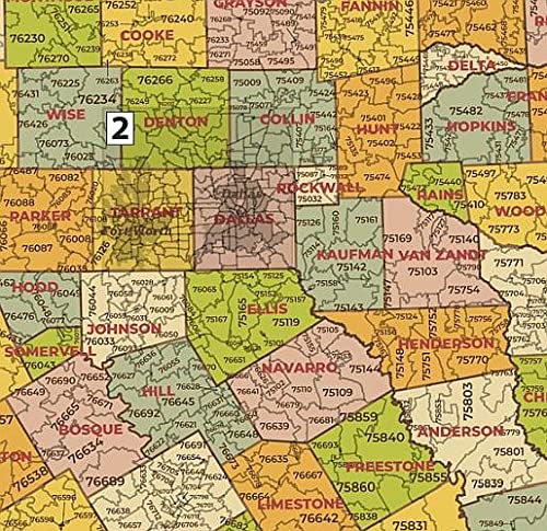Texas Map Store Texas Zip Code and County Map Shows All 254 Counties of Texas and Over 1900 Zip Codes Includes Inset Maps of Major Metropolita