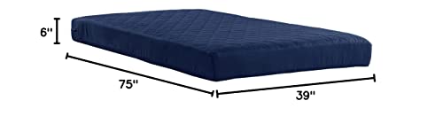 DHP Dana 6 Inch Quilted Twin Mattress with Removable Cover and Thermobonded Polyester Fill, Blue