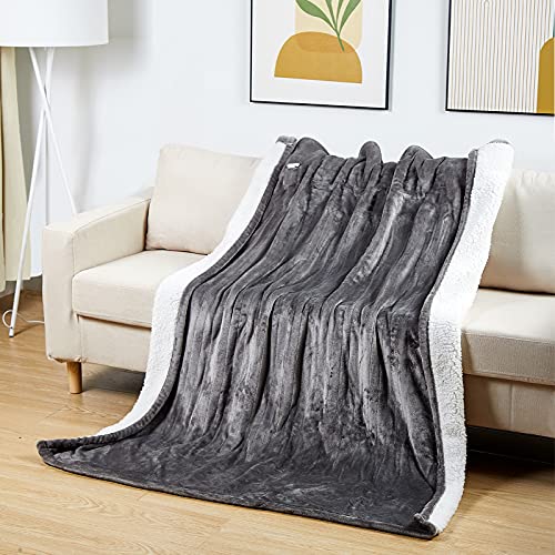 Heated Blanket Electric Throw, LETIHIMD Soft Electric Blanket 50"X60" with 6 Heating Levels & 1-8H Auto Off, ETL&FCC Certification, Over-Heat Protect, Machine Washable, for Home Office Use(Gray)