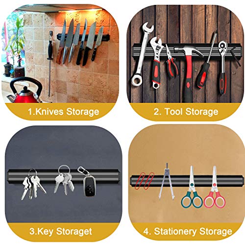 Magnetic Knife Strips(15 Inch X Set Of 2) Magnetic Knife Storage Strip, Knife Holder, Knife Rack, Knife Strip, Kitchen Utensil Holder, Tool Holder, Multipurpose Magnetic Knife Rack