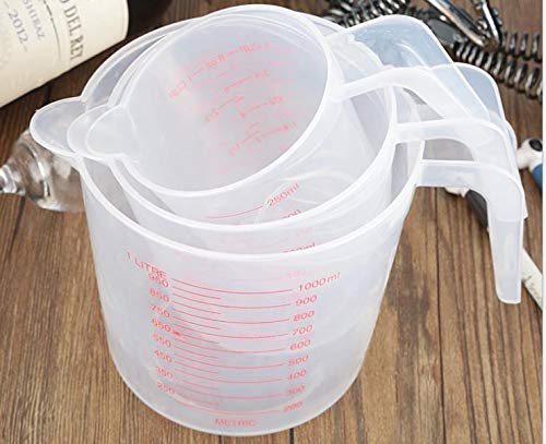 Millie Plastic Measuring Cup Set,3Pcs BPA Free Plastic Clear Heat-resistant with Angled Grip and Spout Stackable Liquid Measuring Cup for Kitchen Use