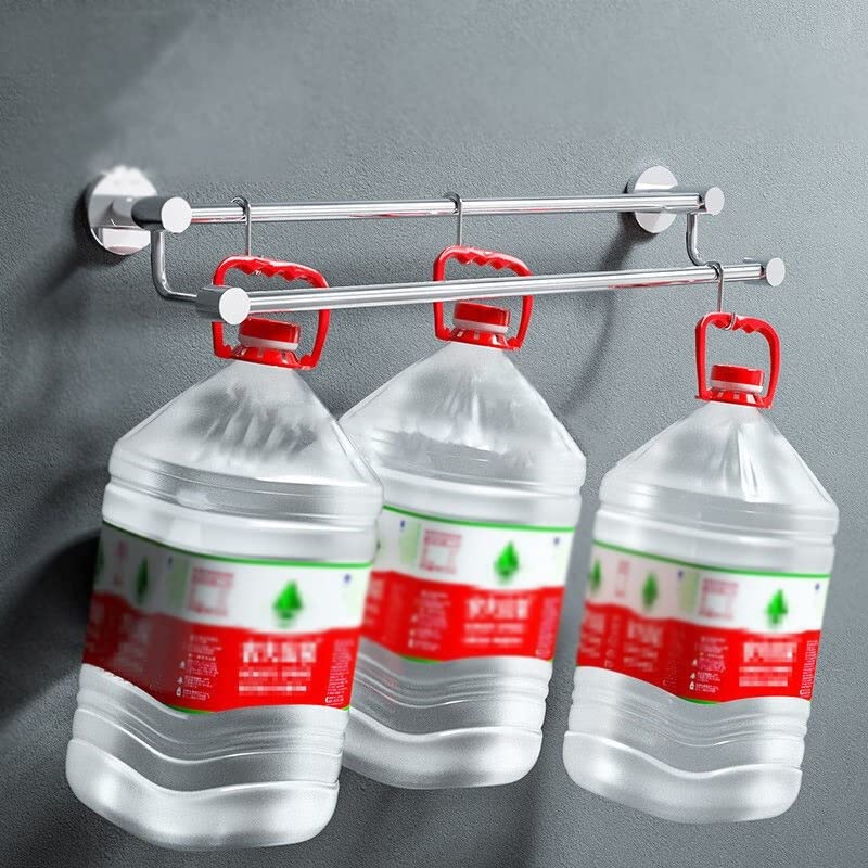 FCMLD Stainless Steel Bathroom Double Towel Rack Free Punch Toilet Toilet Towel Rack Wall-Mounted Towel Rack