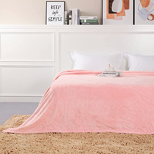 NANPIPER Fleece Blankets, Super Soft Flannel King Size Blanket for Bed, Luxury Cozy Microfiber Plush Fuzzy Blanket,Pink