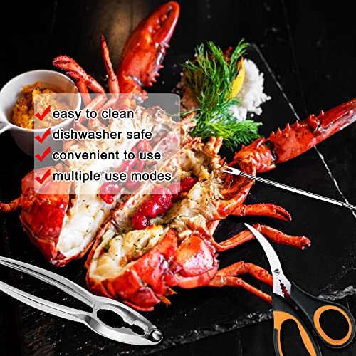 Seafood Cracker Tools, 21 Pcs Crab Leg Crackers and Tools, 6 Crab Crackers, 6 Crab Leg Forks/Picks, 6 Lobster Shellers, 2 Seafood Scissors & 1 Storage Bag, mobzio Portable Seafood Boil Party Supplies