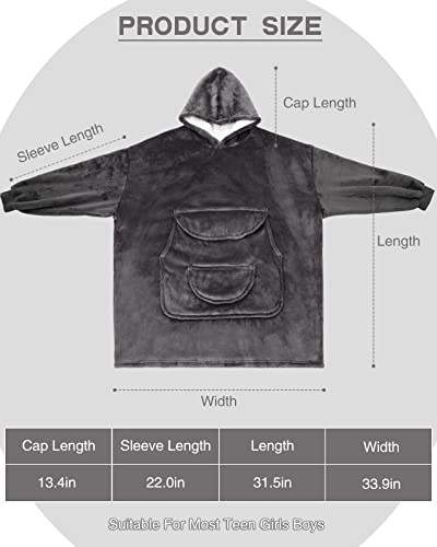 SHEJIZE Oversized Wearable Blanket Hoodie for Adults Sherpa Sweatshirt Hooded Sweatshirt Lounging Blanket Pullover