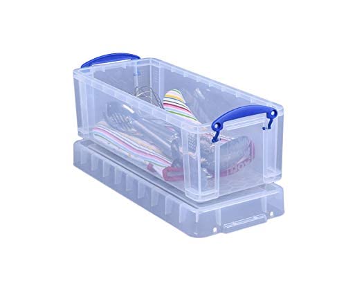 Set of 4 Really Useful Box Plastic Storage Box, 6.5 Liters, 17 1/2" x 7" x 6 1/4", Clear