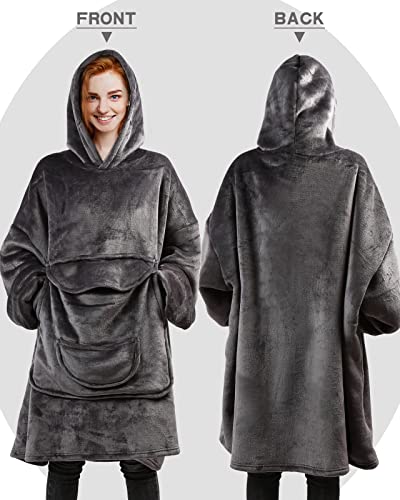 SHEJIZE Oversized Wearable Blanket Hoodie for Adults Sherpa Sweatshirt Hooded Sweatshirt Lounging Blanket Pullover