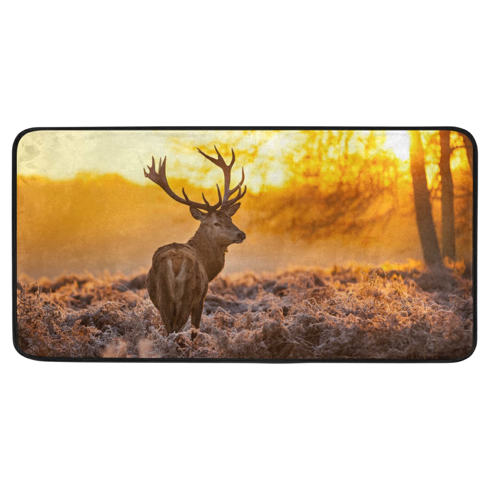 susiyo Red Deer in Morning Sun Kitchen Rug Floor Mat Non-Slip Anti Fatigue Memory Foam Comfort Standing Mats for Entryway Hallway Bathroom Welcome Doormat 39x20inch