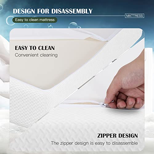 Base Foam Mattress 8 inch Mattress, CertiPUR-US Certified,Breathable Bed Mattress for Cooler Sleep Supportive & Pressure Relief,Removable Soft Cover,White Full