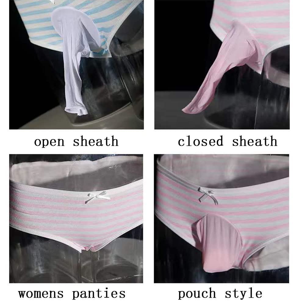 FASXIR Japanese Style Cute Striped Cotton Thong Pouch Bikini Underwear Briefs Cosplay Panties for Women Men Pack of 2 (Style 1)