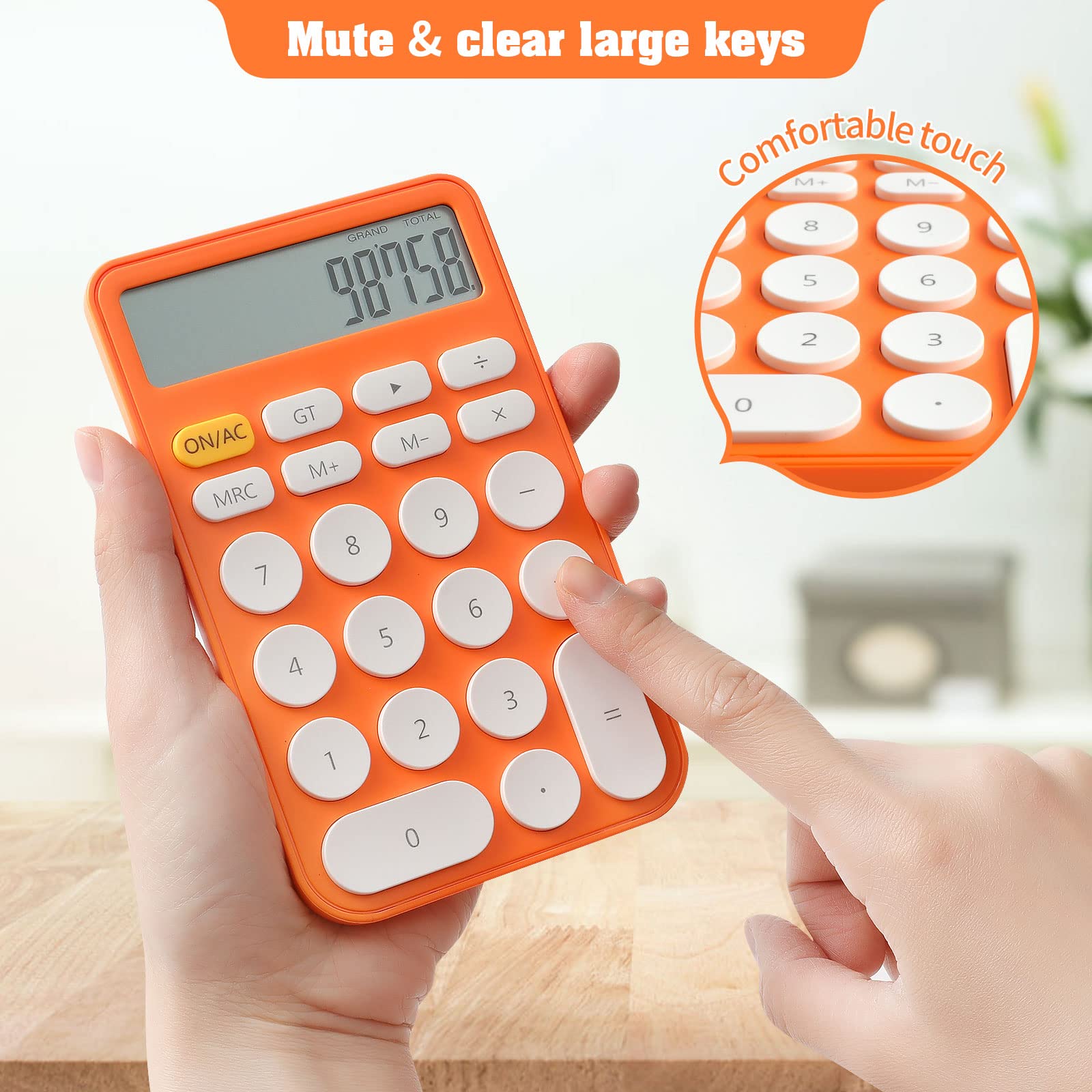 AOAILION Standard Calculator 12 Digit with Large LCD Display and Big Buttons,Cute Calculator,Desktop Calculator for Office, Home, School (White)