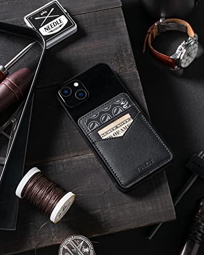 VULKIT Cell Phone Wallet, Card Holder for Back of Phone Leather Adhesive Pocket RFID Blocking Credit Card Sleeves Black
