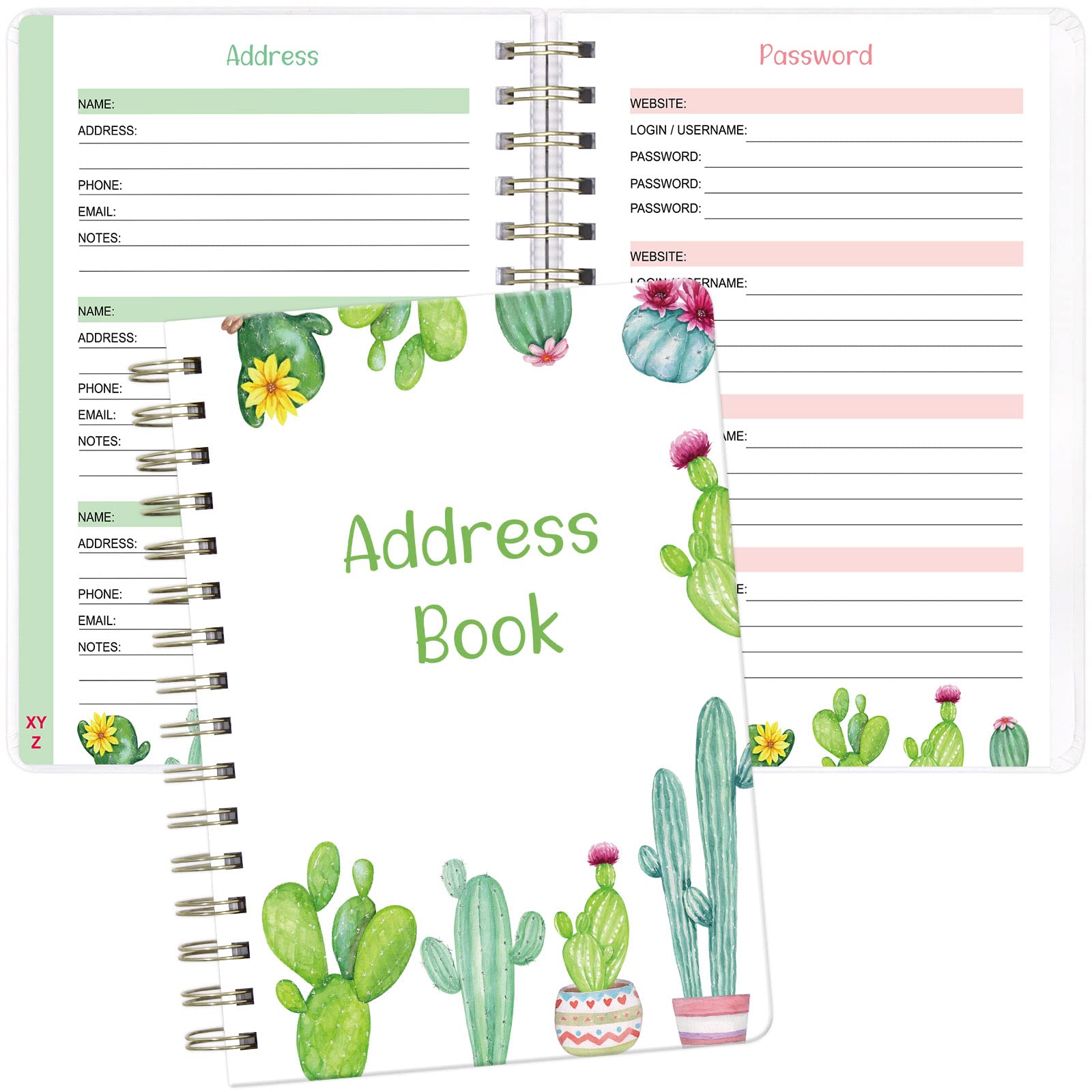 Address Book with Alphabetical Tabs Internet Phone Contact Password Notebook Keeper 8.25 X 6.2 inch 120 Pages