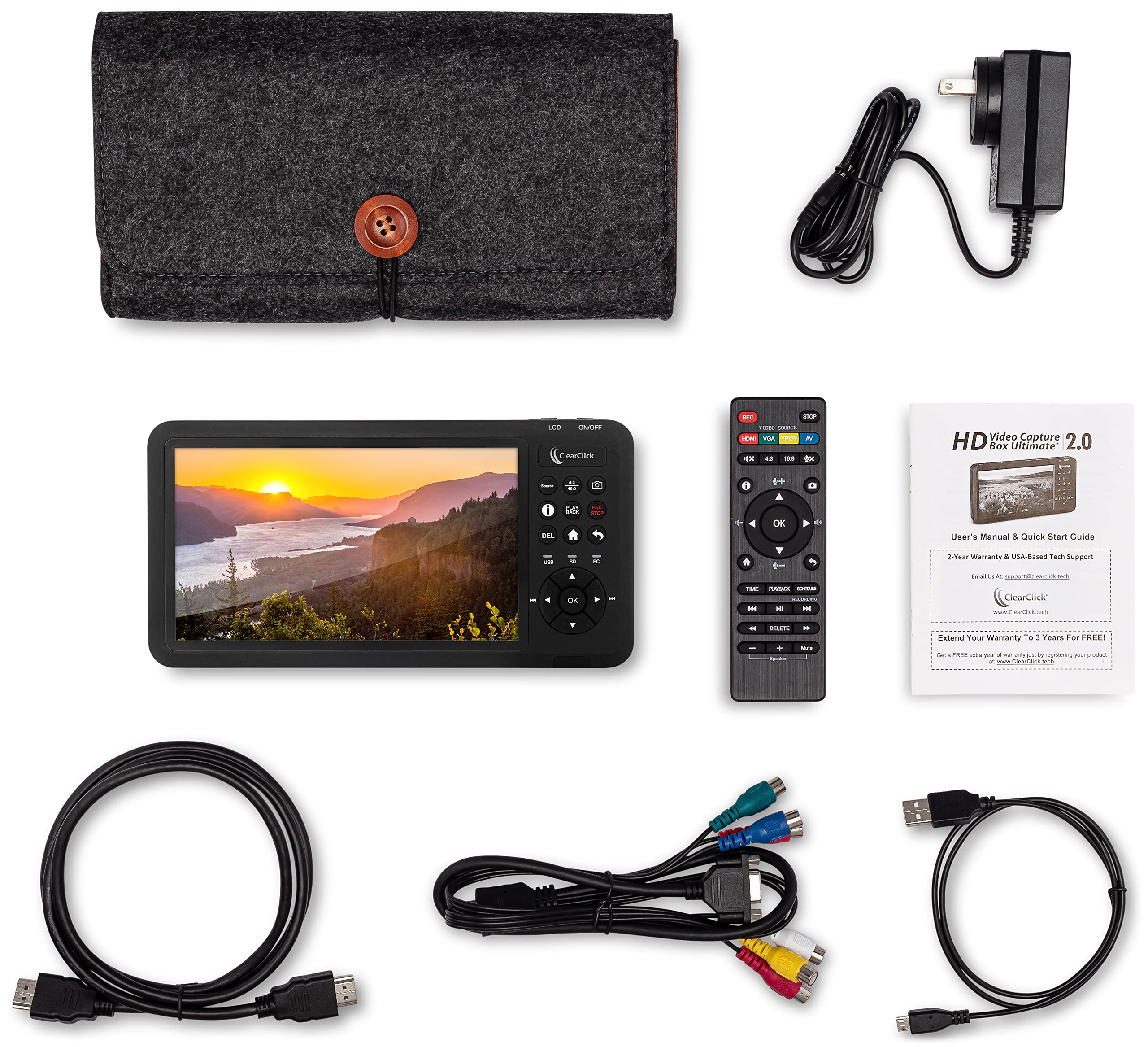 ClearClick HD Video Capture Box Ultimate 2.0 (Second Generation) - Capture and Stream Video from HDMI, RCA, VHS, VCR, DVD, Camcorders, Hi8