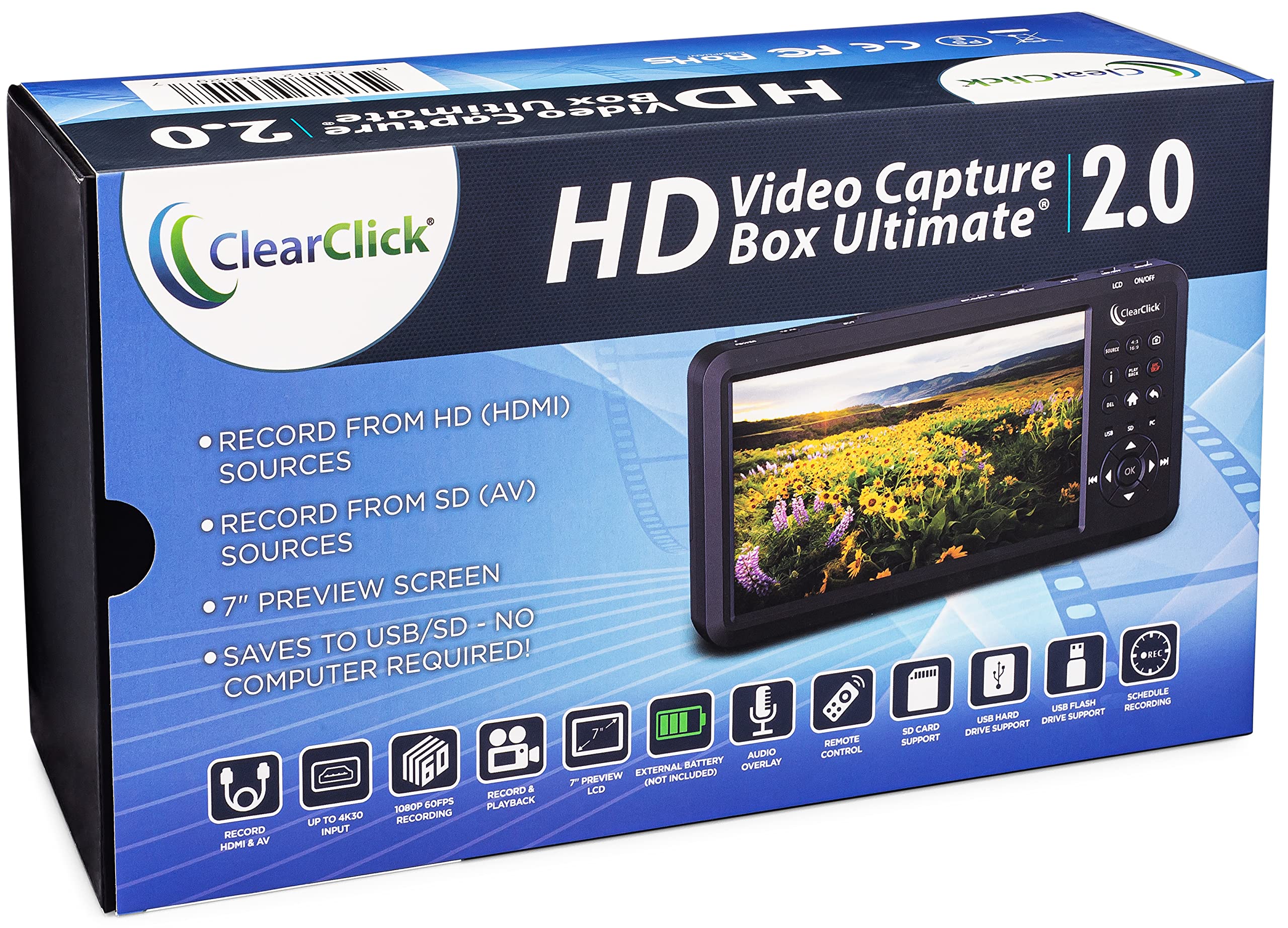 ClearClick HD Video Capture Box Ultimate 2.0 (Second Generation) - Capture and Stream Video from HDMI, RCA, VHS, VCR, DVD, Camcorders, Hi8