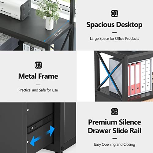 Tribesigns Lateral File Cabinet Modern Filing Cabinet with 1 Large Drawer, Printer Stand with 3 Open Storage Shelves for Home Office