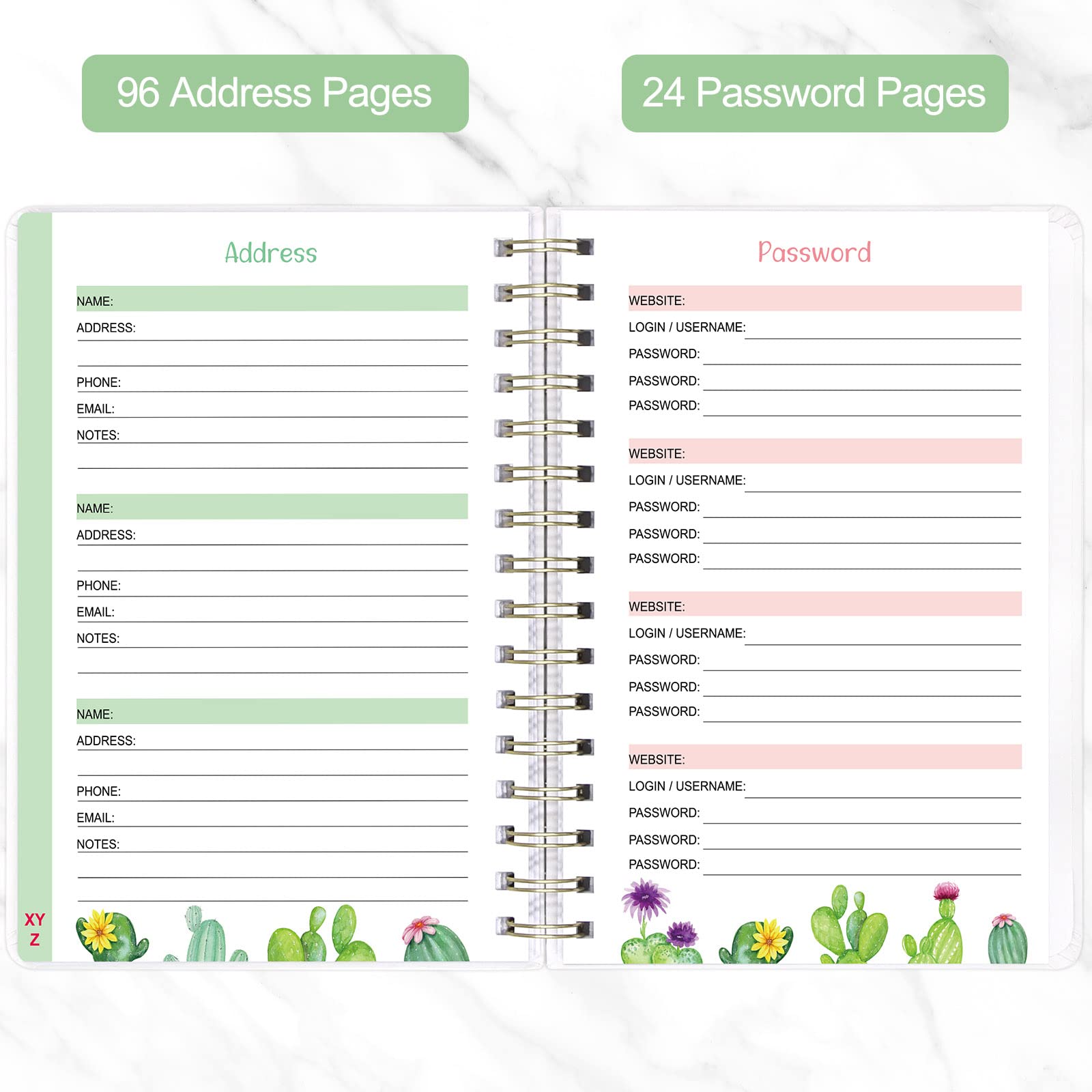 Address Book with Alphabetical Tabs Internet Phone Contact Password Notebook Keeper 8.25 X 6.2 inch 120 Pages