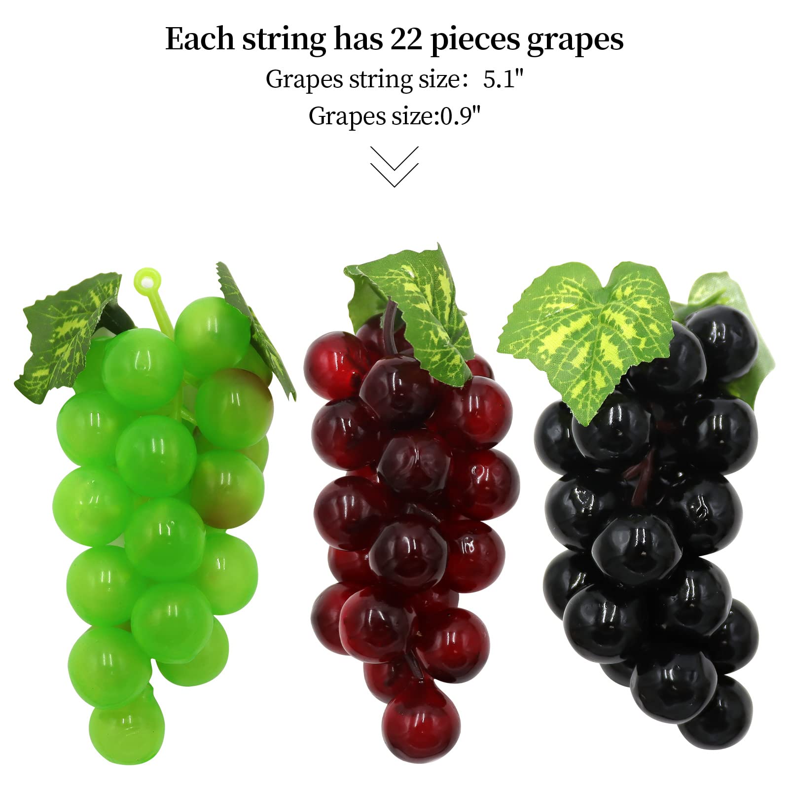 HECATY 12 Strands 90 ft Artificial Fake Grape Vines with 9 Strings Grapes, Hanging Plant Large Leaves Garland for Wedding Party Store Home Decor Indoor Outdoors