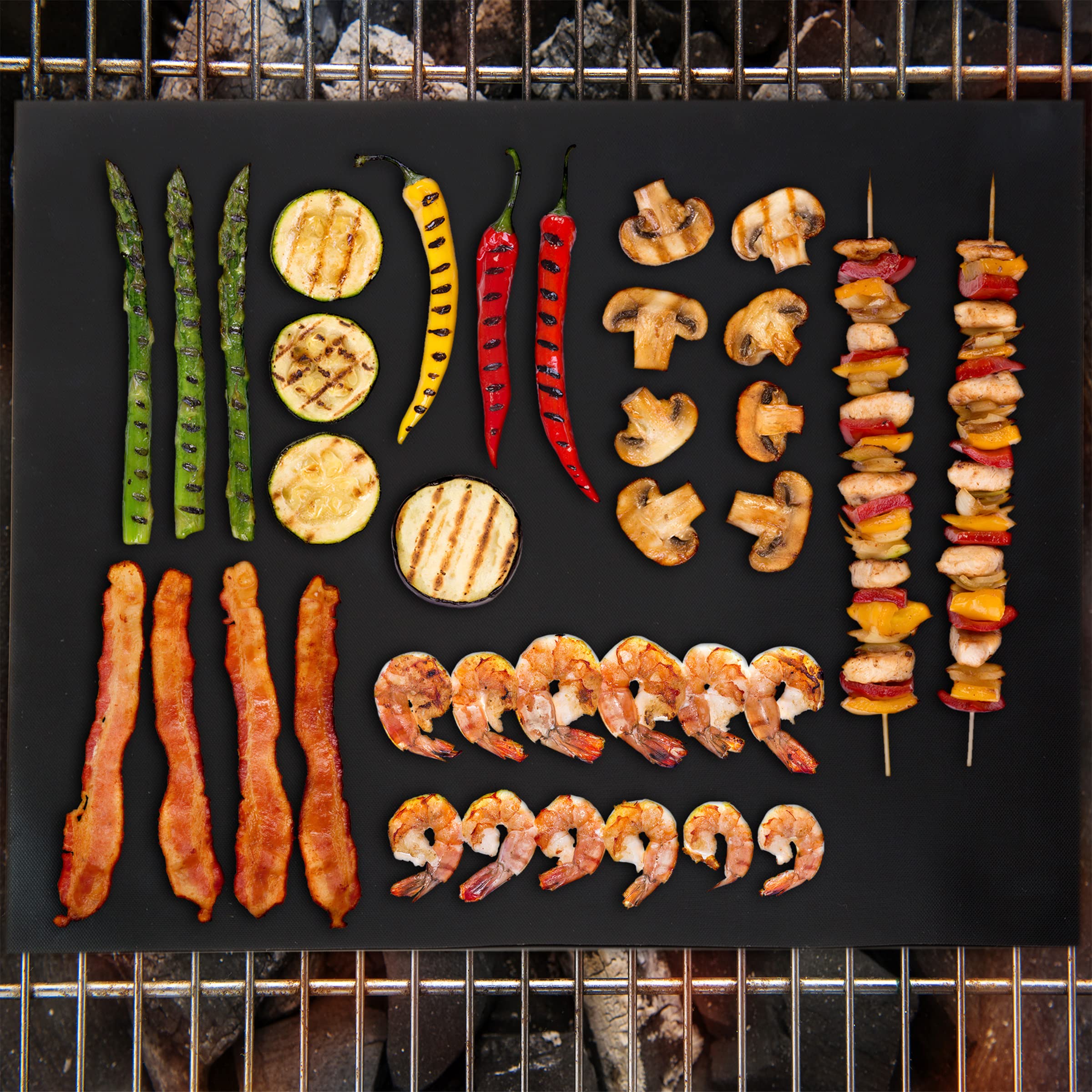 Home-Complete 18-piece BBQ Grill Set, 16-pc Stainless Steel Barbecue Tools Kit with Aluminum Case and 2-pack BBQ Grill Mats