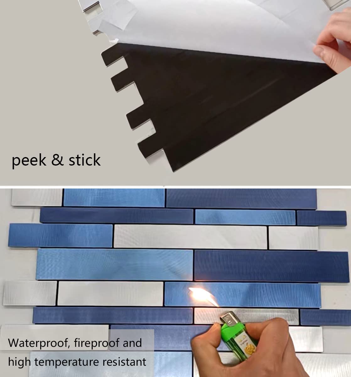 Weimeisc 10 Sheets Peel and Stick Backsplash Tile for Kitchen, Self-Adhesive Mosaic Tile, Stick on Bathroom Vanities,Fireplace Décor, Laundry Table(11.25" X 12.7") (Blue Series)