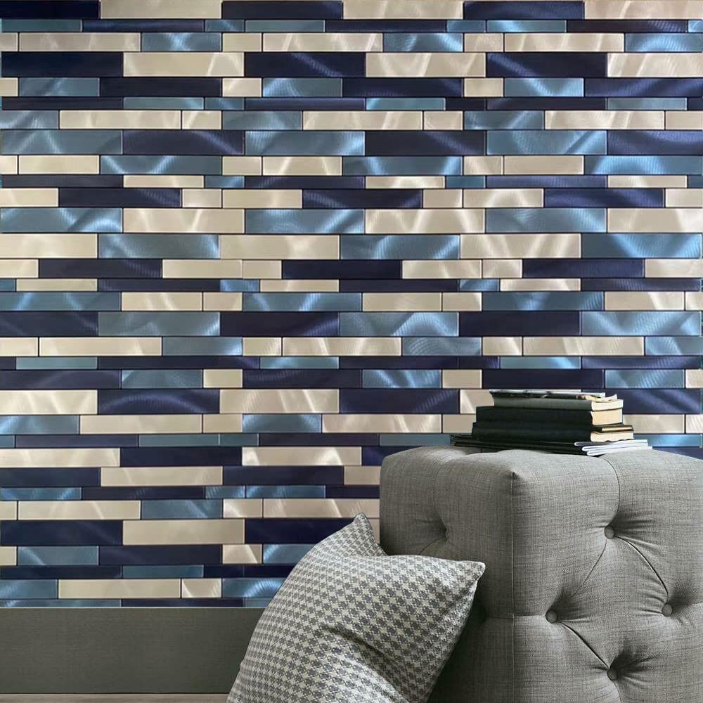 Weimeisc 10 Sheets Peel and Stick Backsplash Tile for Kitchen, Self-Adhesive Mosaic Tile, Stick on Bathroom Vanities,Fireplace Décor, Laundry Table(11.25" X 12.7") (Blue Series)