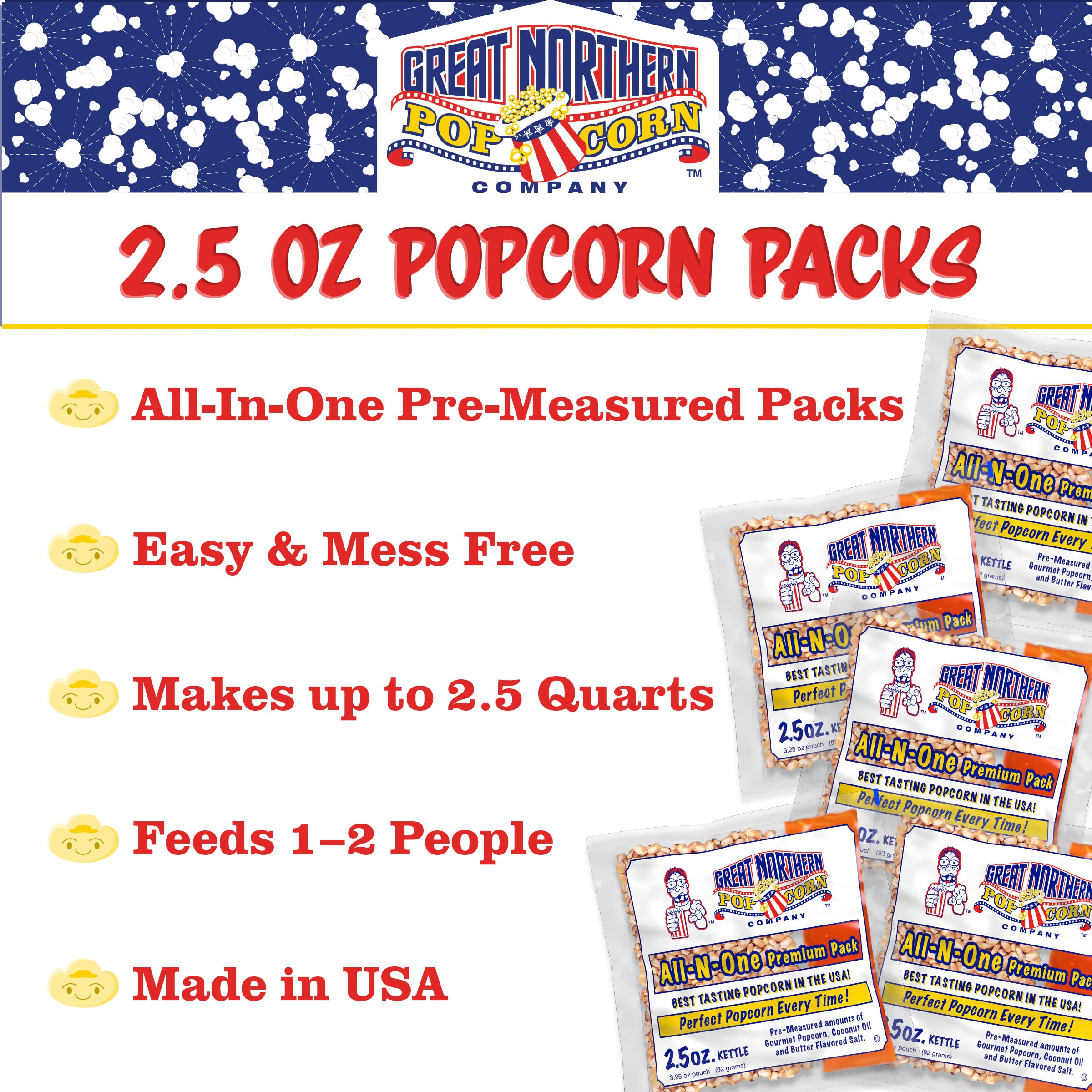 Pop Pup Popcorn Machine β 2.5 Oz Kettle with 12 Pack of Pre-Measured Popcorn Kernel Packets, Scoop, and Serving Cups by Great Northern Popcorn (Red),83-DT6031