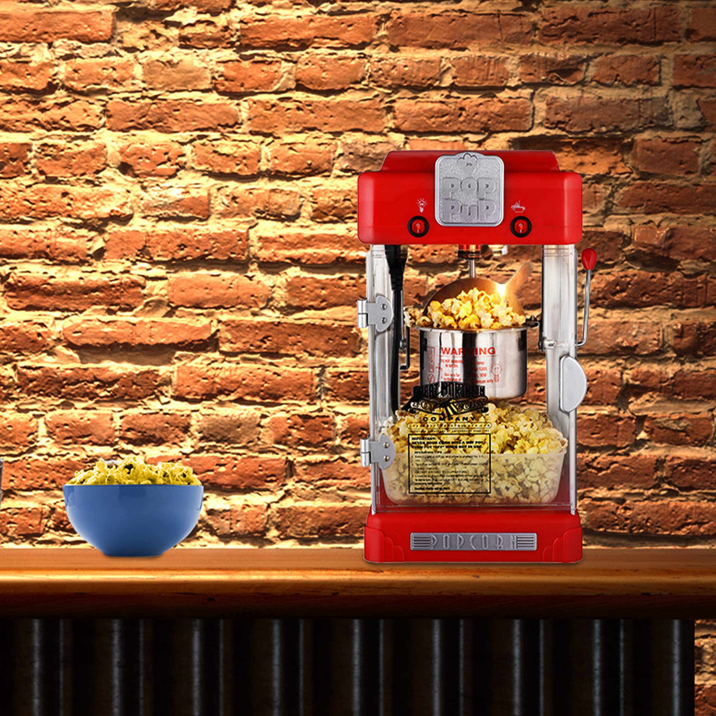 Pop Pup Popcorn Machine β 2.5 Oz Kettle with 12 Pack of Pre-Measured Popcorn Kernel Packets, Scoop, and Serving Cups by Great Northern Popcorn (Red),83-DT6031