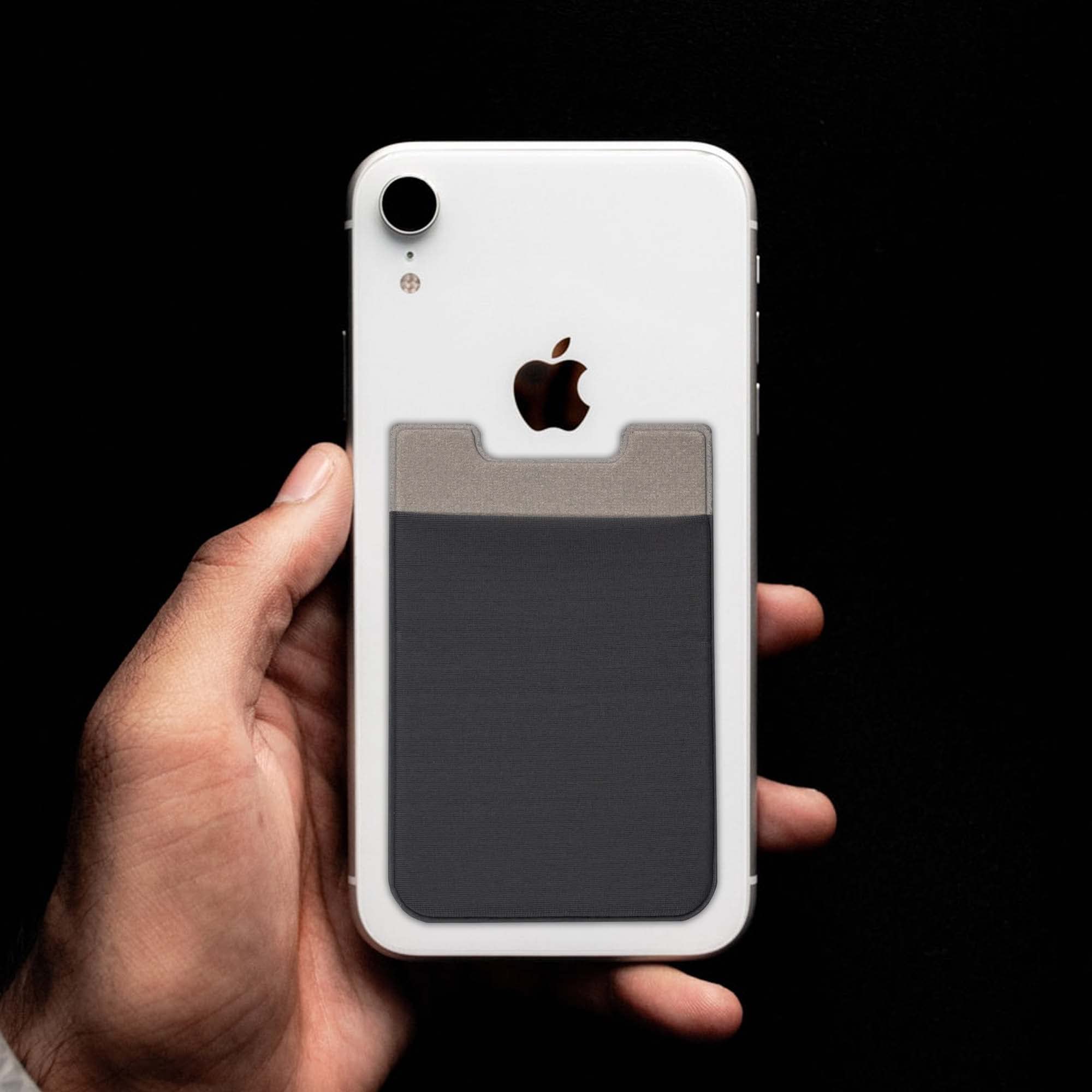 Elastic Phone Card Holder Pocket, Stick-On Wallet, Adhesive Credit Card Pouch, Compatible With iPhone And Samsung Galaxy β Gray