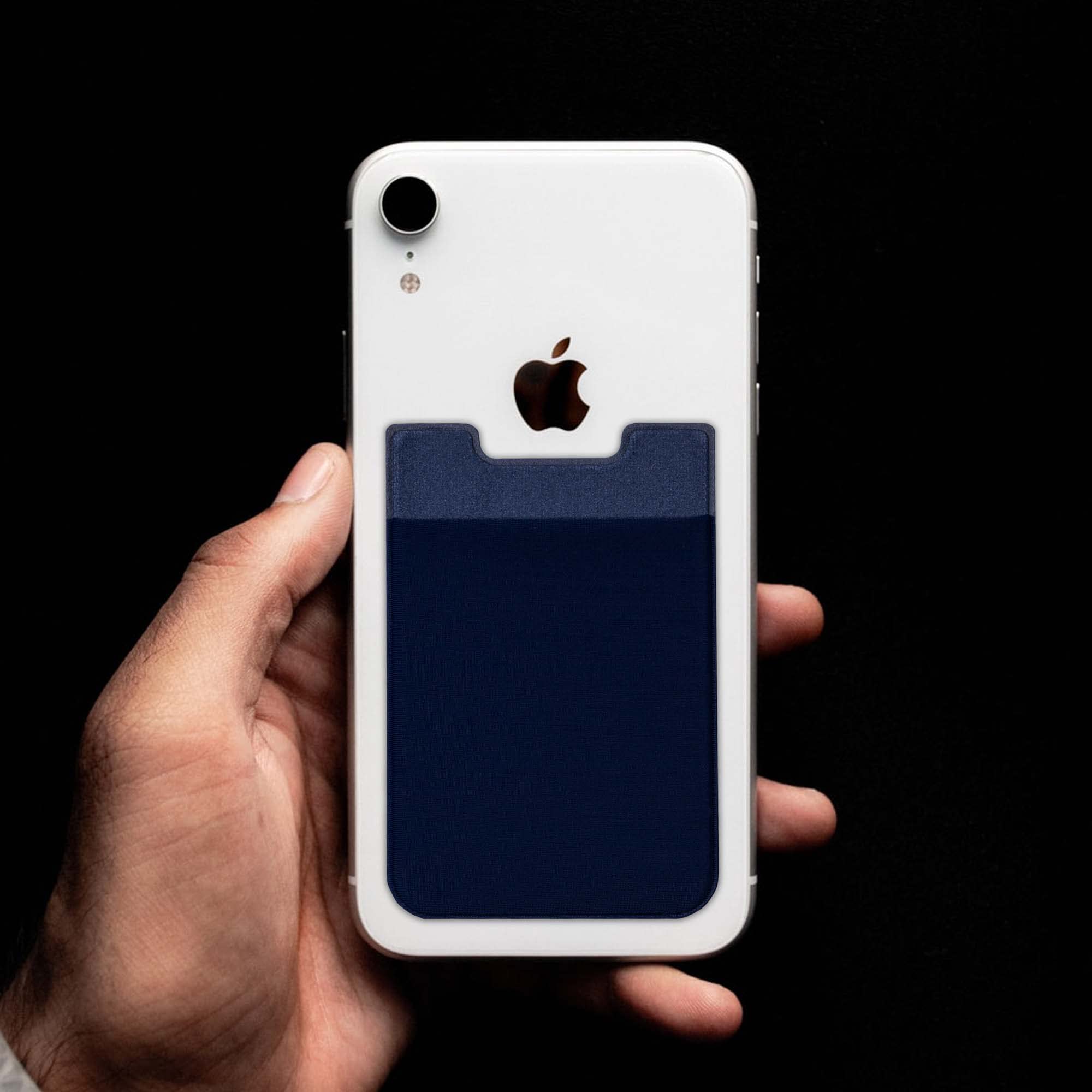 Elastic Phone Card Holder Pocket, Stick-On Wallet, Adhesive Credit Card Pouch, Compatible With iPhone And Samsung Galaxy β Navy Blue