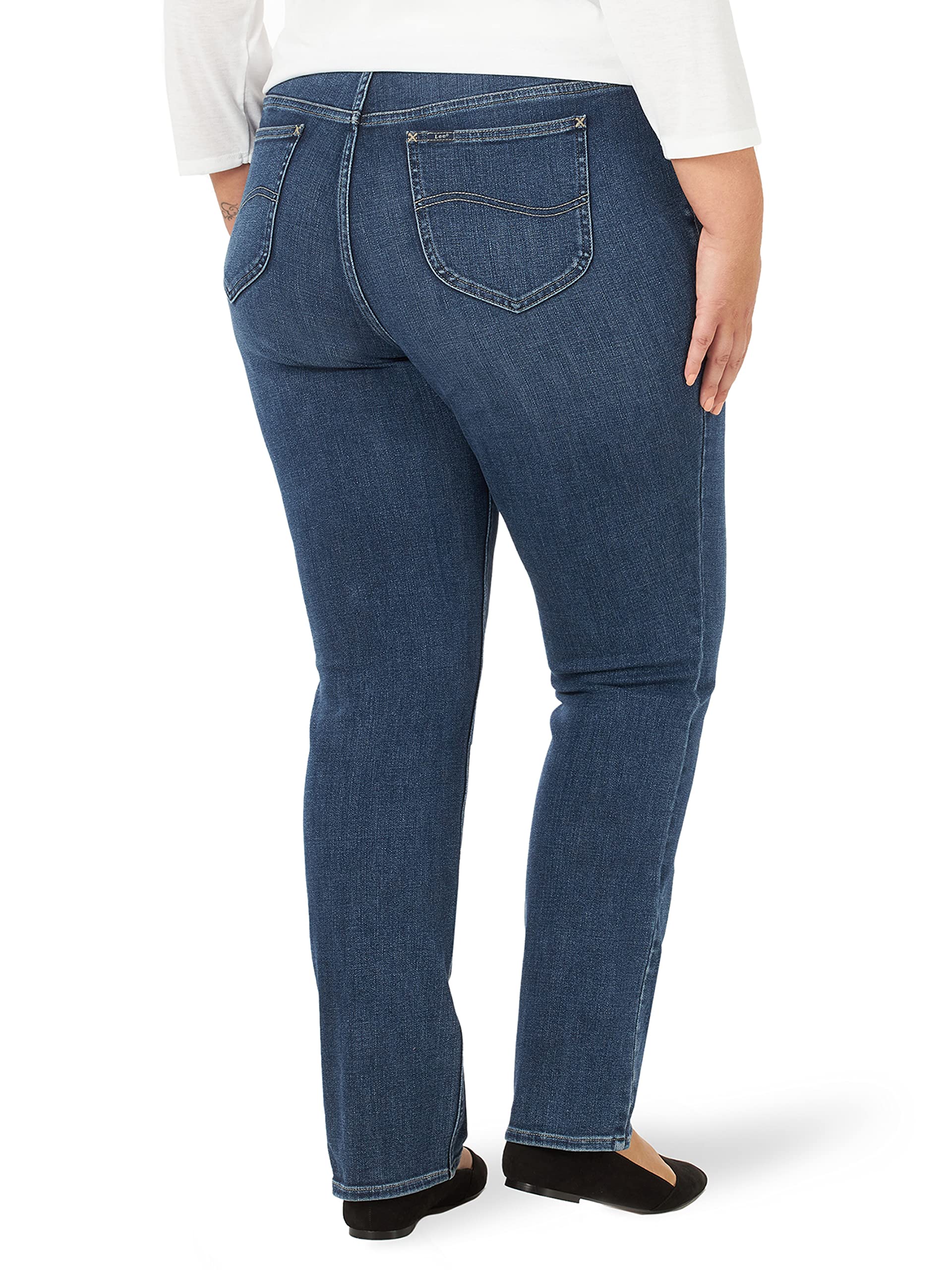 Lee Women's Size Ultra Lux Mid-Rise Slim Fit Straight Leg Jean, Celestial, 20 Plus