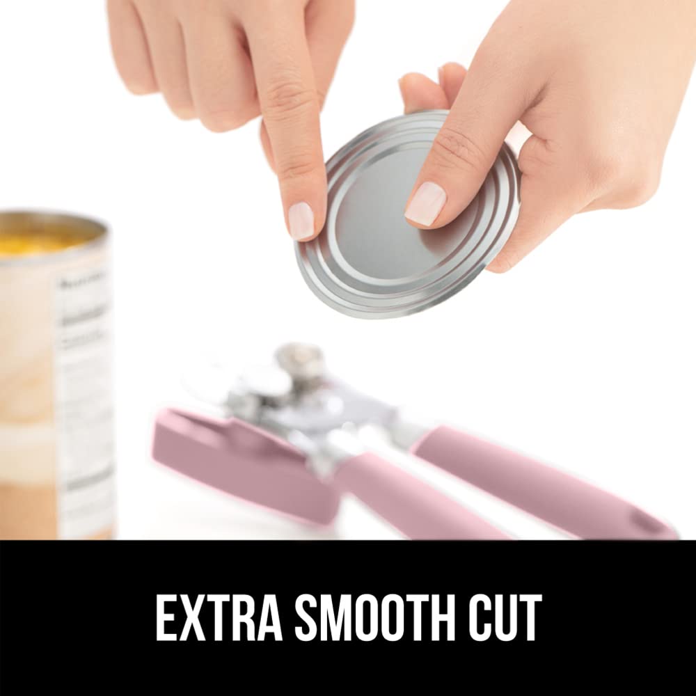The Original GORILLA GRIP Heavy Duty Stainless Steel Smooth Edge Manual Can Opener and Bottle Openers, Soft Handle, Rust Proof Oversized Handheld Easy Turn Knob, Multifunctional Kitchen Tool, Pink